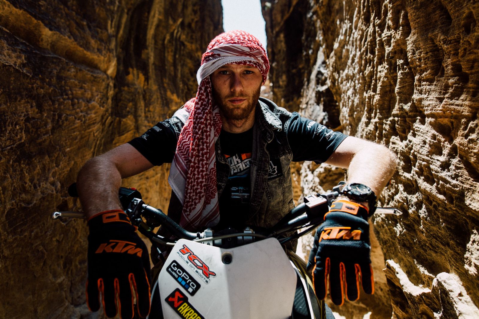 KTM stunt rider Rok Bagoros performs in Jordan as part of Red Bull’s F1 ...