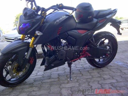 How about this matte black, modified TVS Apache RTR 200 4V from ...