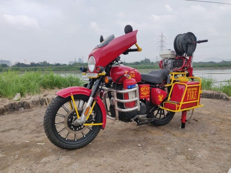Fire Fighting Bike Based On Royal Enfield Bullet | Motoroids